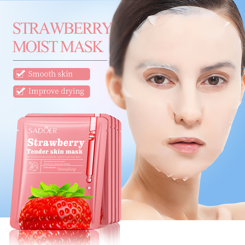 Supply full english plant fruit facial mask 25g sadoer aloe peach strawberry facial mask piece ...