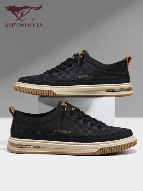 Seven Wolf Low Top Men's Shoes New Breathable Casual Board Shoes Lazy ...