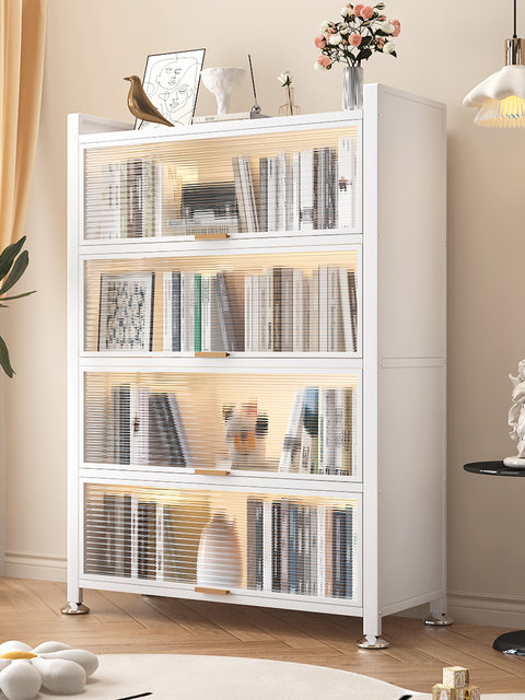 Steel household bookcase with door children's bookshelf living room ...