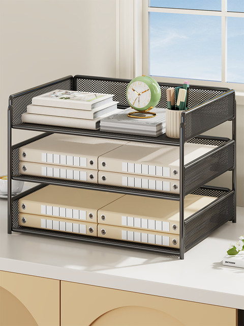 File rack desktop metal iron multi-layer file frame storage box file ...