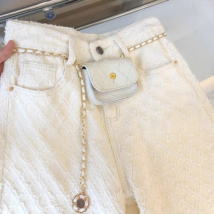 设计感小香风格纹白色直筒牛仔裤女2025春秋宽松显瘦阔腿拖地裤子-阿里巴巴