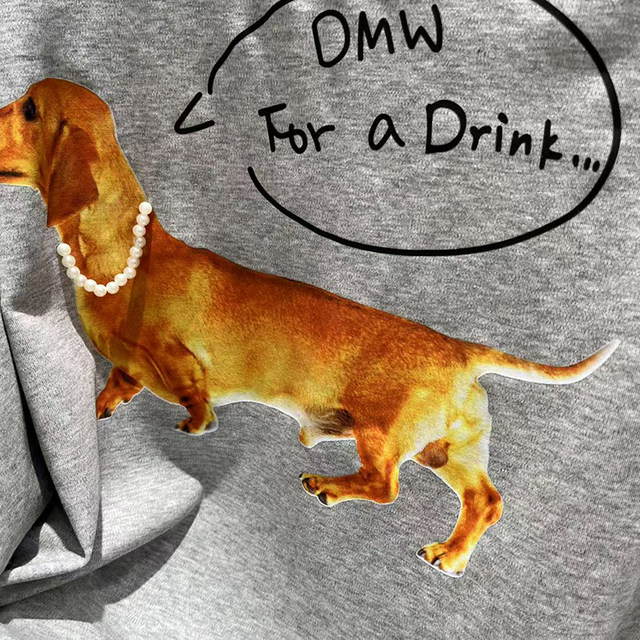 EHAO Home 2025 Summer New Epilogue Collar Off-shoulder Beaded Puppy Print Short Sleeve T-shirt ...