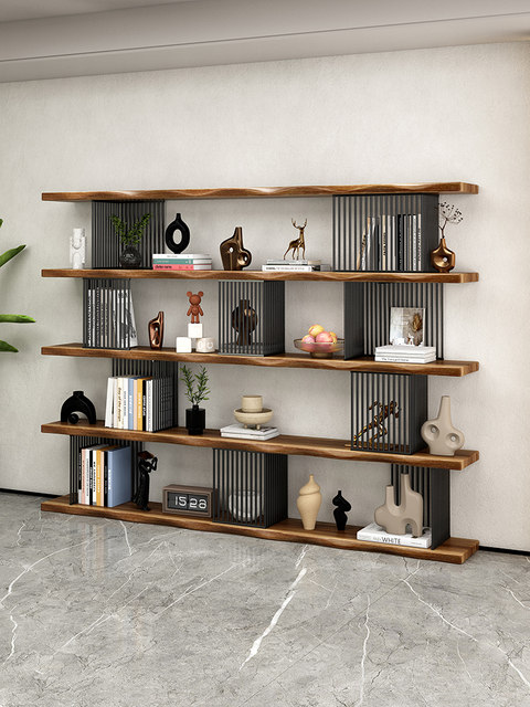 Living room partition solid wood bookshelves floor-standing storage ...