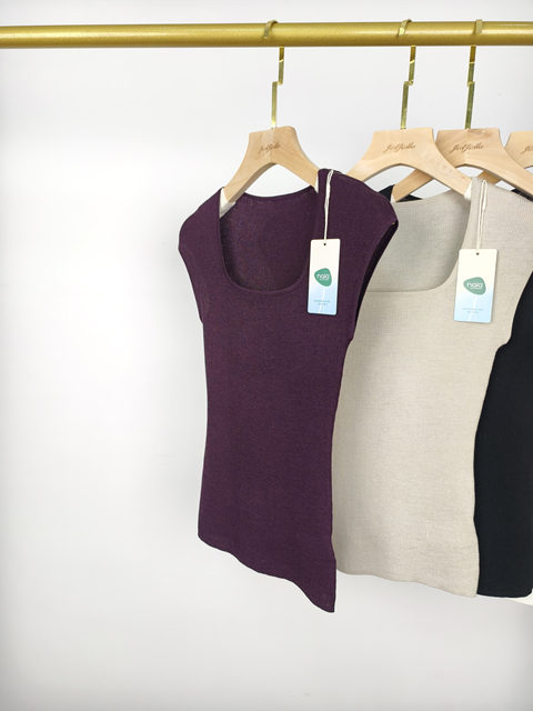 Eastman acetate wool shoulder-free square collar vest knitted base ...