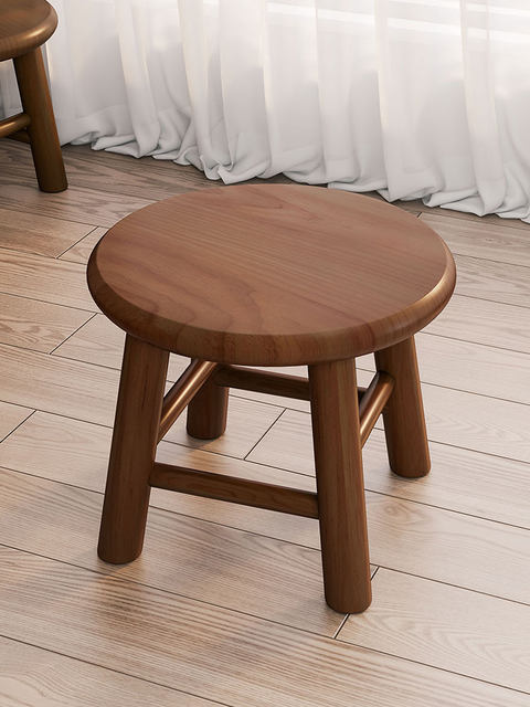 Solid wood stool Household dwarf stool log Bill toilet small stool ...