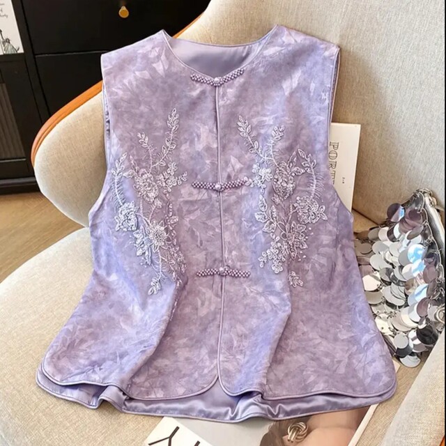New Chinese style tube bead embroidered vest vest women's clothing ...