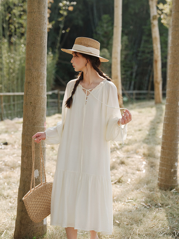 [DDHOLIDAY] Lantern Sleeve Maxi Dress - 올드런드리 OLDLAUNDRY