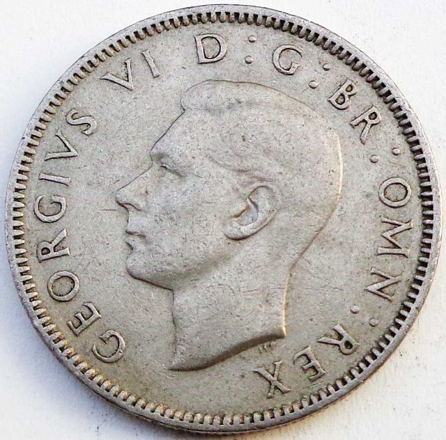 Collection of foreign old coins, British 1948 1 shilling George VI coin ...