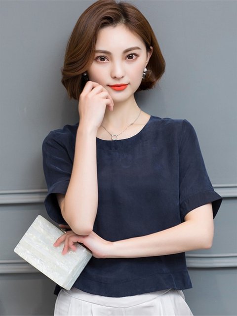 High-end top women's half-sleeved summer 2025 new acetate short top ...