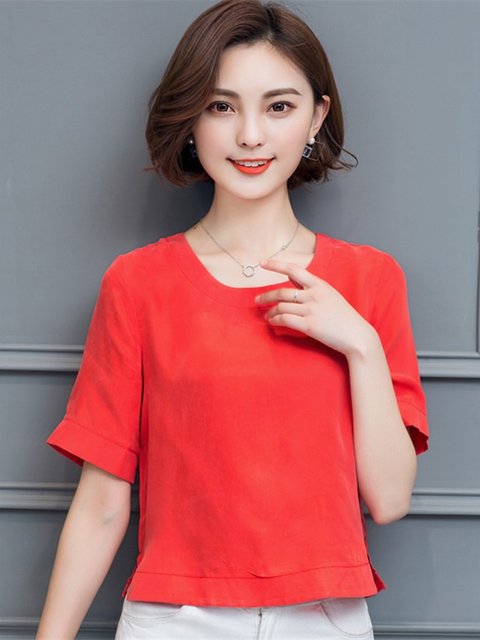 High-end top women's half-sleeved summer 2025 new acetate short top ...