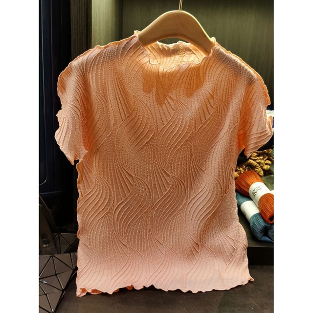 Leaf embossed fashionable tops, new summer women's T-shirts, short ...