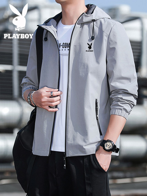Playboy Jacket Men's 2025 Spring and Autumn Hooded Windproof Trend Jacket Thin Men's Youth Top