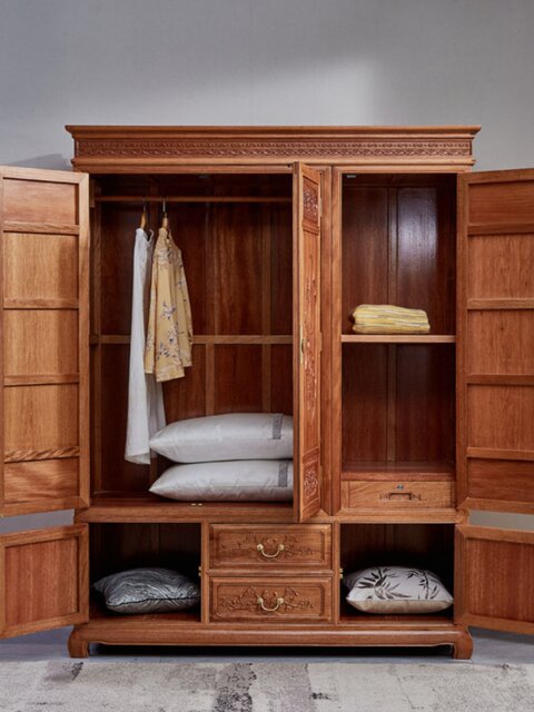 Jinhuali wood full solid wood Chinese wardrobe three-door home bedroom ...