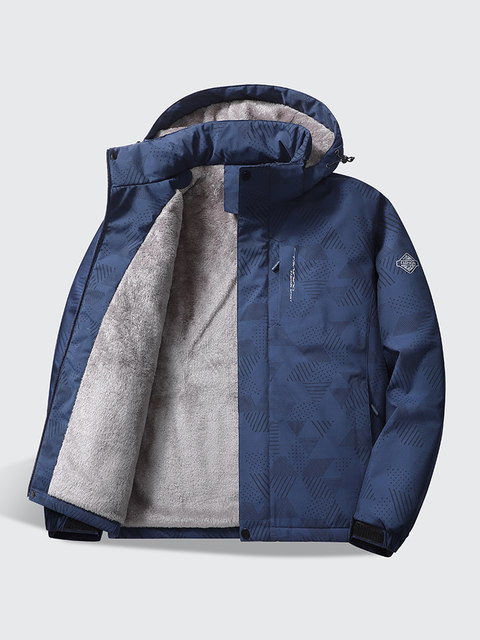 Woodpecker windproof jacket men's winter plus velvet thickened warm ...