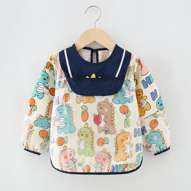 Baby eating smock bib girls pure cotton waterproof and anti-dirty baby ...