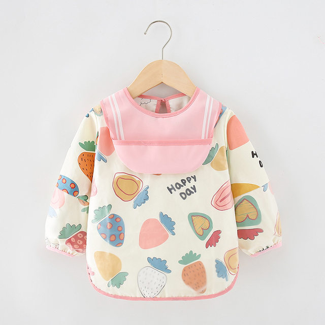 Baby eating smock bib girls pure cotton waterproof and anti-dirty baby ...