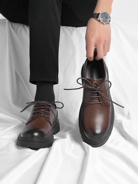 Cowhide round-toe men's leather shoes British style business casual ...