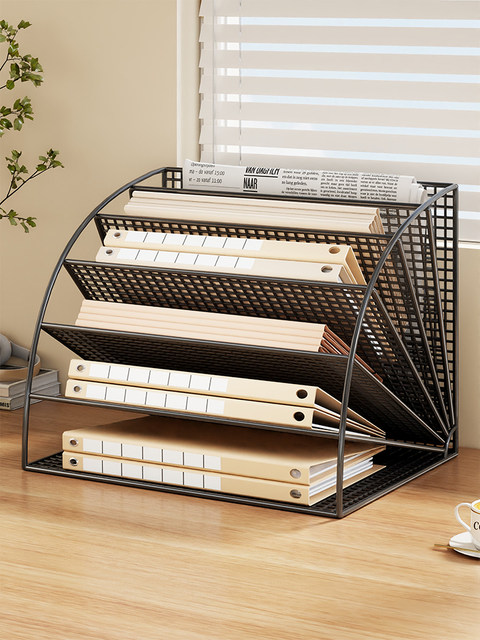 Office desk file storage storage rack metal fan-shaped folder office ...