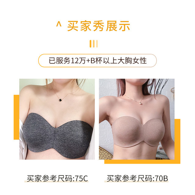 Ultra-thin breast wrapped strapless bra for women, non-slip strapless breasts, large breasts ...