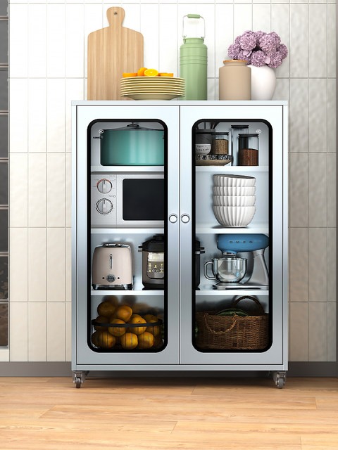 304 stainless steel kitchen side cabinet storage cabinet household multi-function cabinet ...