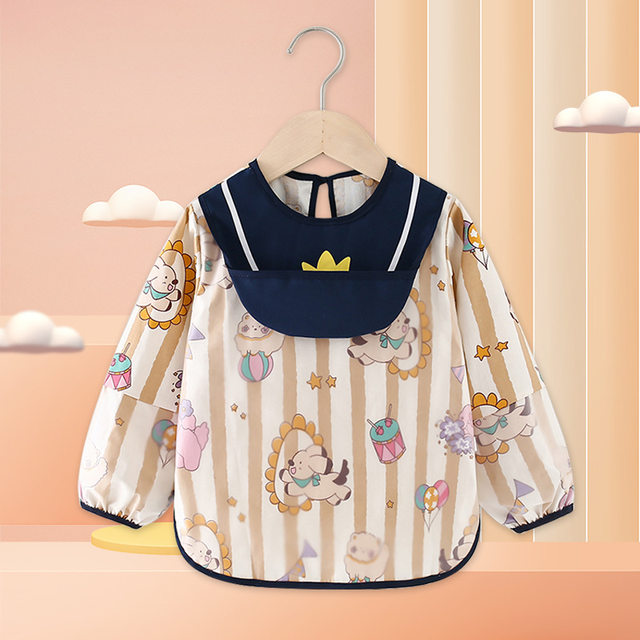 Baby eating smock bib girls pure cotton waterproof and anti-dirty baby ...