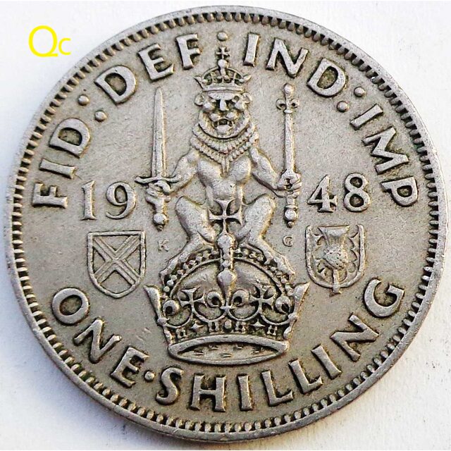 Collection of foreign old coins, British 1948 1 shilling George VI coin ...