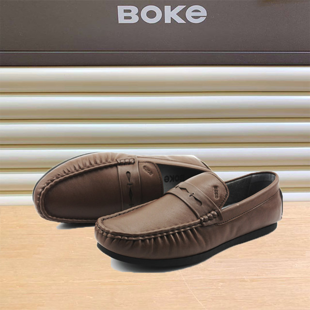 BOKE men's shoes, popular versatile outdoor casual leather shoes for men, lazy beans shoes