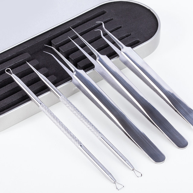 Stainless steel acne needle five-piece set cell clip blackhead removal ...