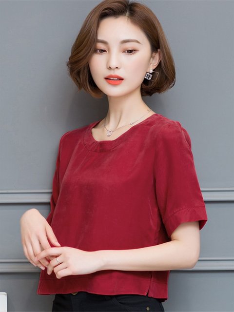 High-end top women's half-sleeved summer 2025 new acetate short top ...