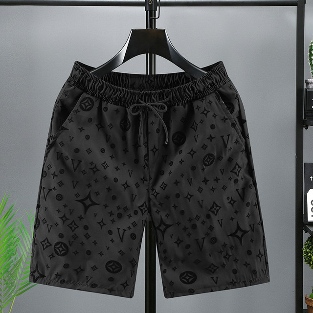 European flocking shorts men's summer thin five-point pants wearing big ...