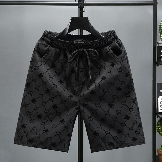 European flocking shorts men's summer thin five-point pants wearing big ...