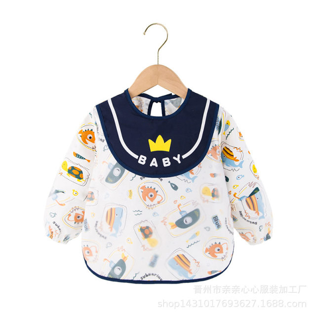 Baby eating smock bib girls pure cotton waterproof and anti-dirty baby ...