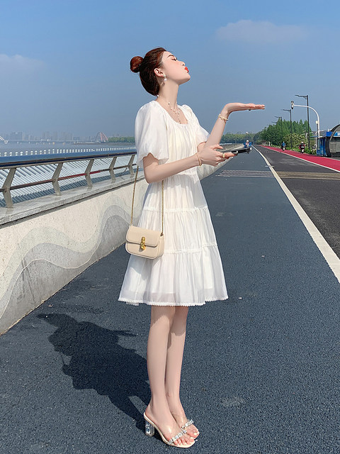 Small mid-length A-line skirt 2025 summer new high-end lace spliced ...
