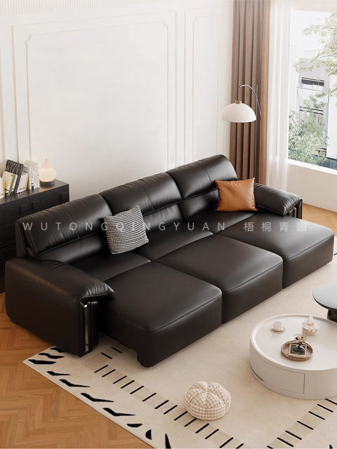 Italian minimalist genuine leather multifunctional electric sofa bed ...