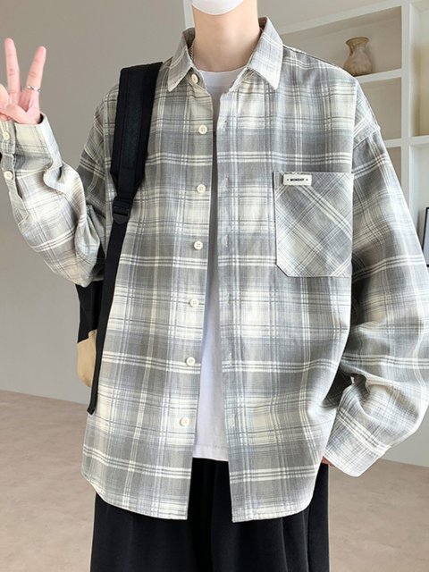High-end spring and autumn plaid jacket men teenagers high school ...
