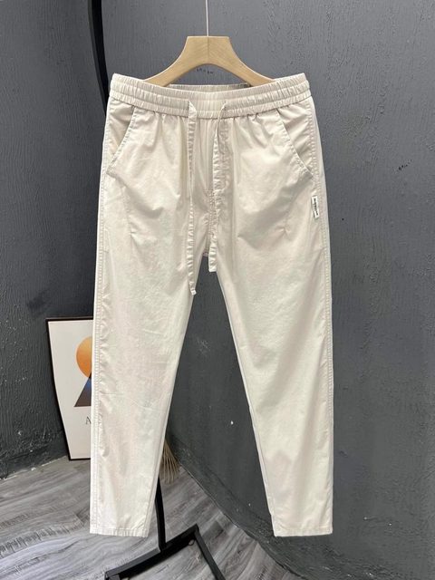 Men's summer trendy brand slim straight nine-point pants solid color ...