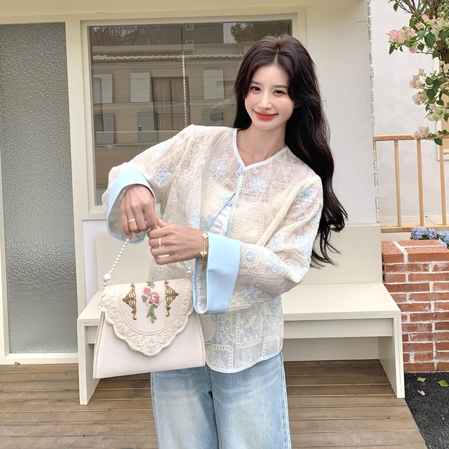 New Chinese style embroidered thin coat 2025 summer new contrasting ...