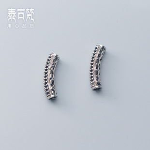 S925复古泰银镂空5MM弯管编绳串珠套管 手工DIY饰品配件批发T0342-阿里巴巴