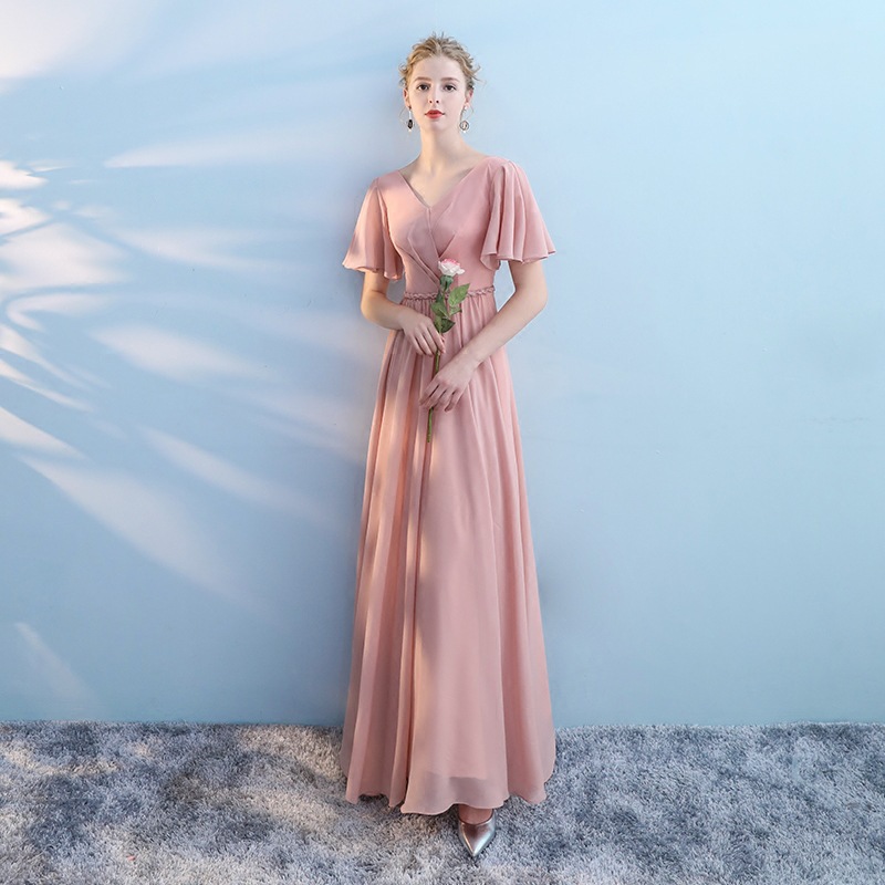 Foreign Trade Bridesmaid Dress 2025 New Pink Host Dinner Dress ...