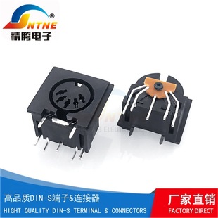 精腾 s端子 5pin 音频 视频 接口din 5p全塑90度插板母座DIN-504B-阿里巴巴