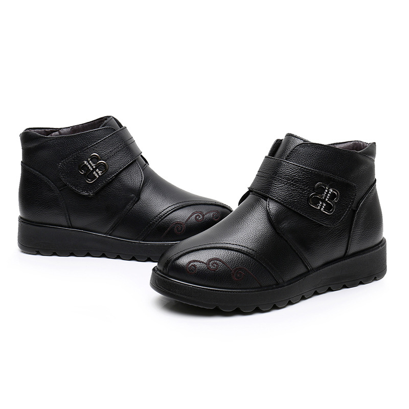 New autumn and winter leather women's short boots soft bottom ...