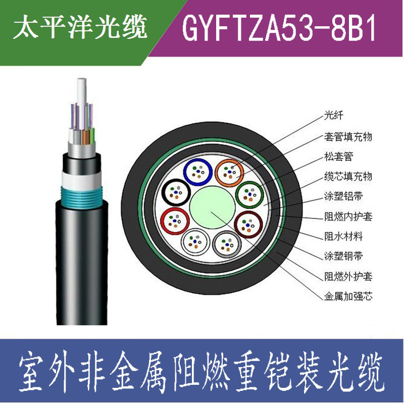 山东太平洋光缆 GYFTZA53-8B1 8芯单模光纤 非金属阻燃铠装光缆-阿里巴巴