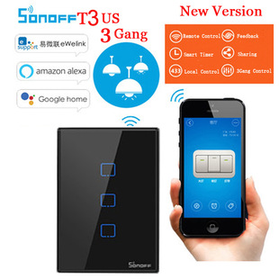 Sonoff T3 US 1C 2C 3C智能家居Wifi RF遥控触摸墙壁开关语音控制-阿里巴巴