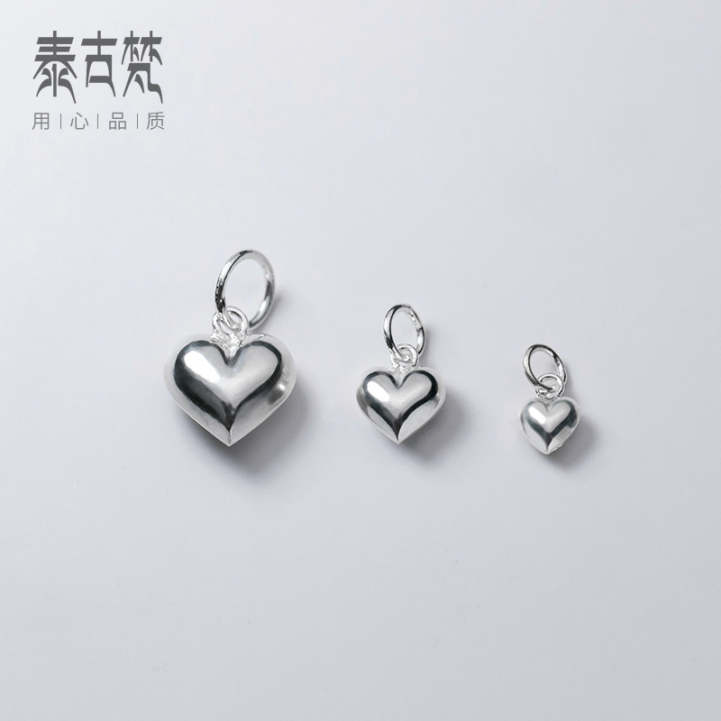 银配件批发S925银亮面光面爱心桃心吊坠挂件DIY手工饰品配件s0590-阿里巴巴