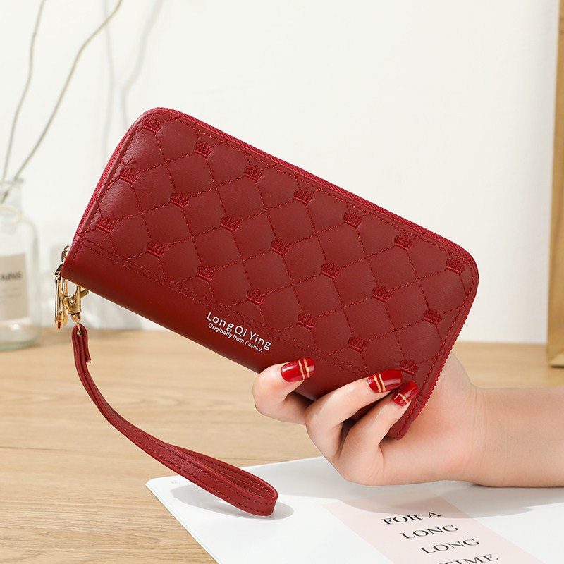 2022 women's mobile phone bag long double zipper clutch soft wallet ...