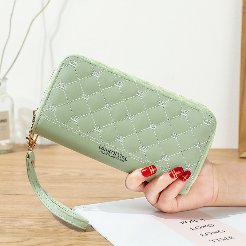 2022 women's mobile phone bag long double zipper clutch soft wallet ...