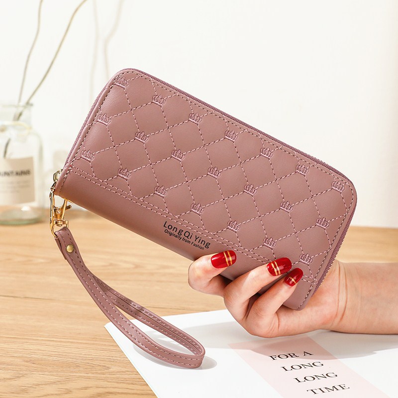 2022 women's mobile phone bag long double zipper clutch soft wallet ...