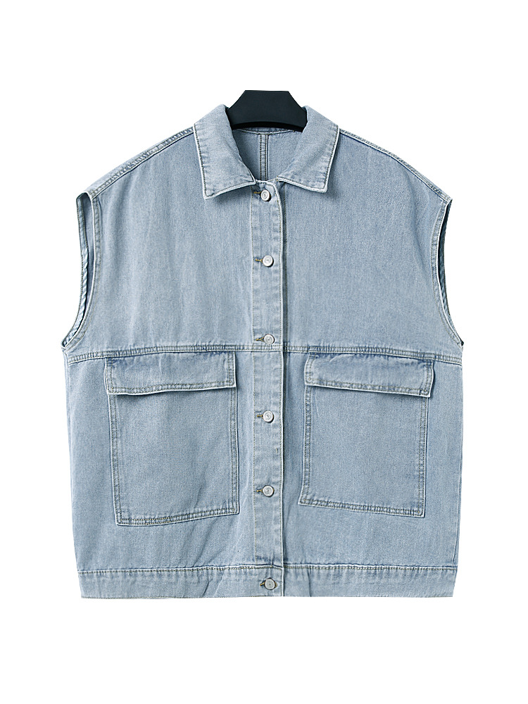 Denim Vest Women's Autumn Large Pocket Loose Outer Wear All-match ...