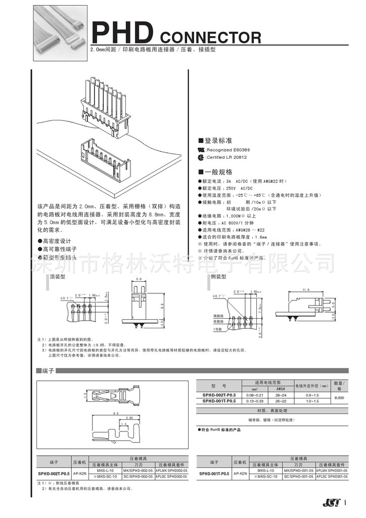 供应SPHD-001T-P0.5端子，磷青铜镀锡，JST原厂正品。-阿里巴巴