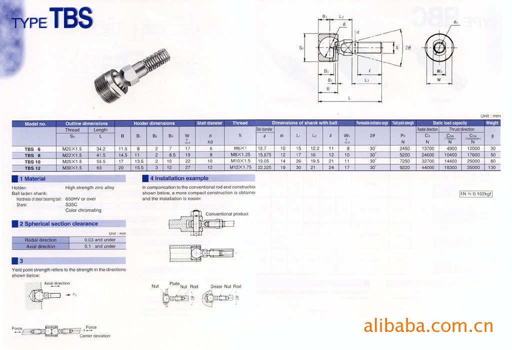 THK轴承 杆端球头轴承TBS6,TBS8, TBS10,TBS12, RBI6, RBI10-阿里巴巴